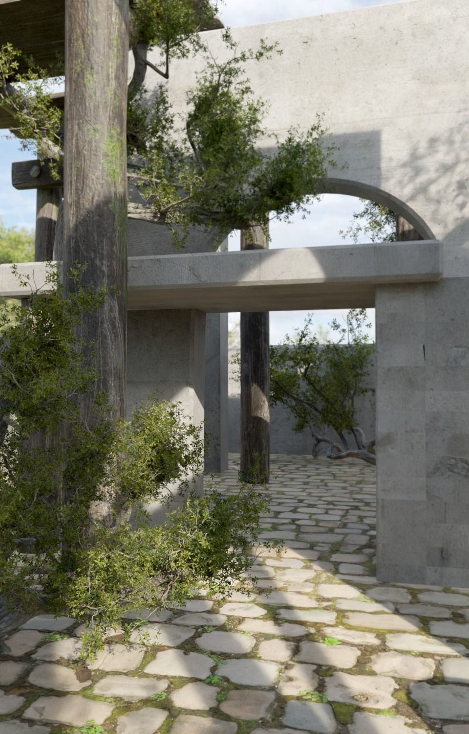 Stone Courtyard Environment 3D model | CGTrader