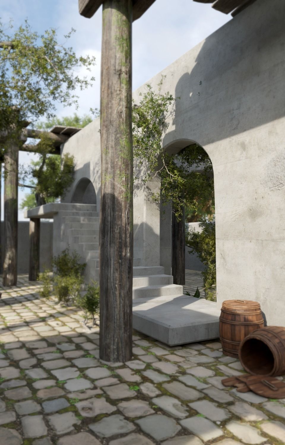 Stone Courtyard Environment 3D model | CGTrader