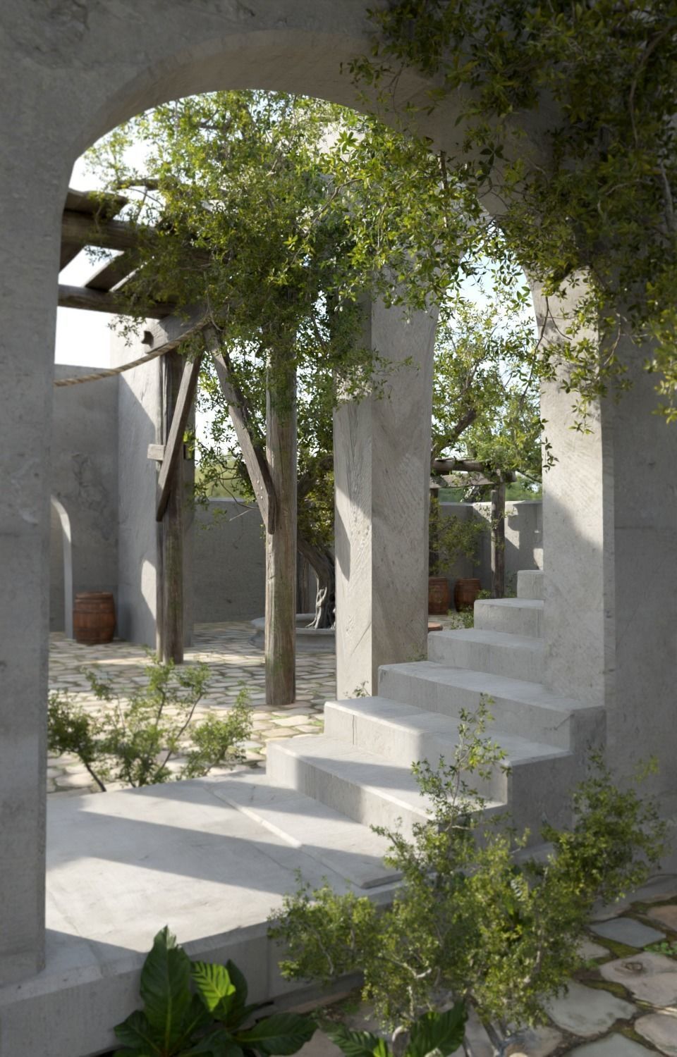 Stone Courtyard Environment 3D model | CGTrader