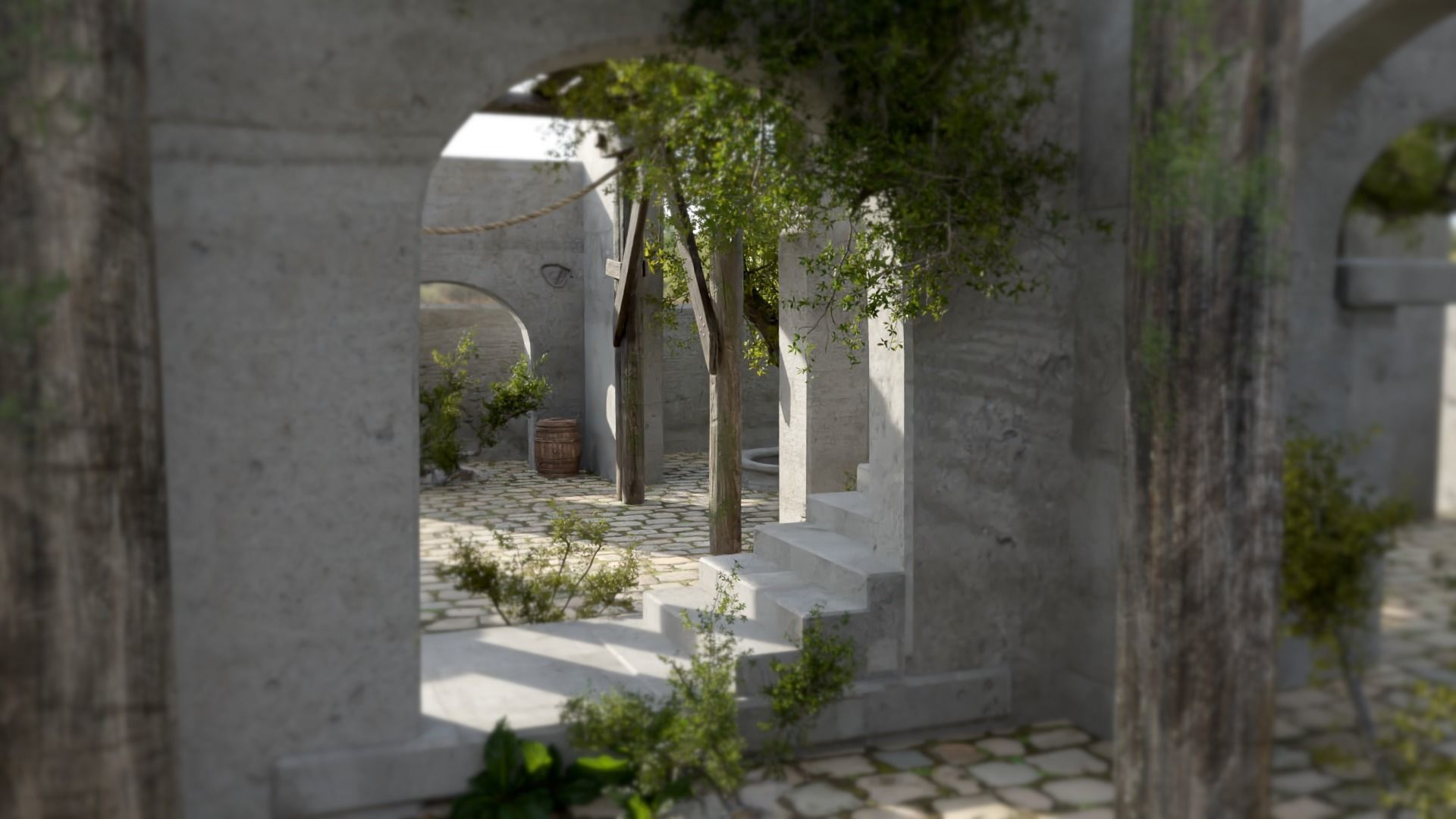 Stone Courtyard Environment 3D model | CGTrader