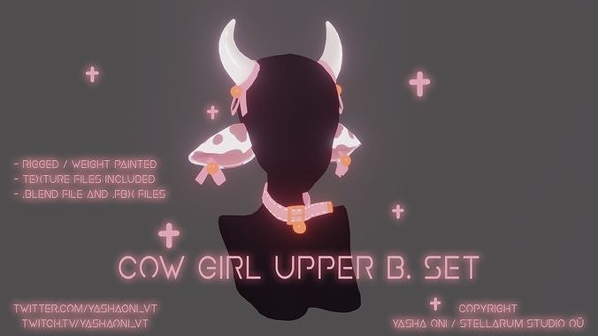 3D model Cow girl Upper body set VR / AR / low-poly | CGTrader