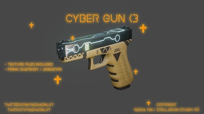 3D model Cyber gun 2 versions VR / AR / low-poly | CGTrader
