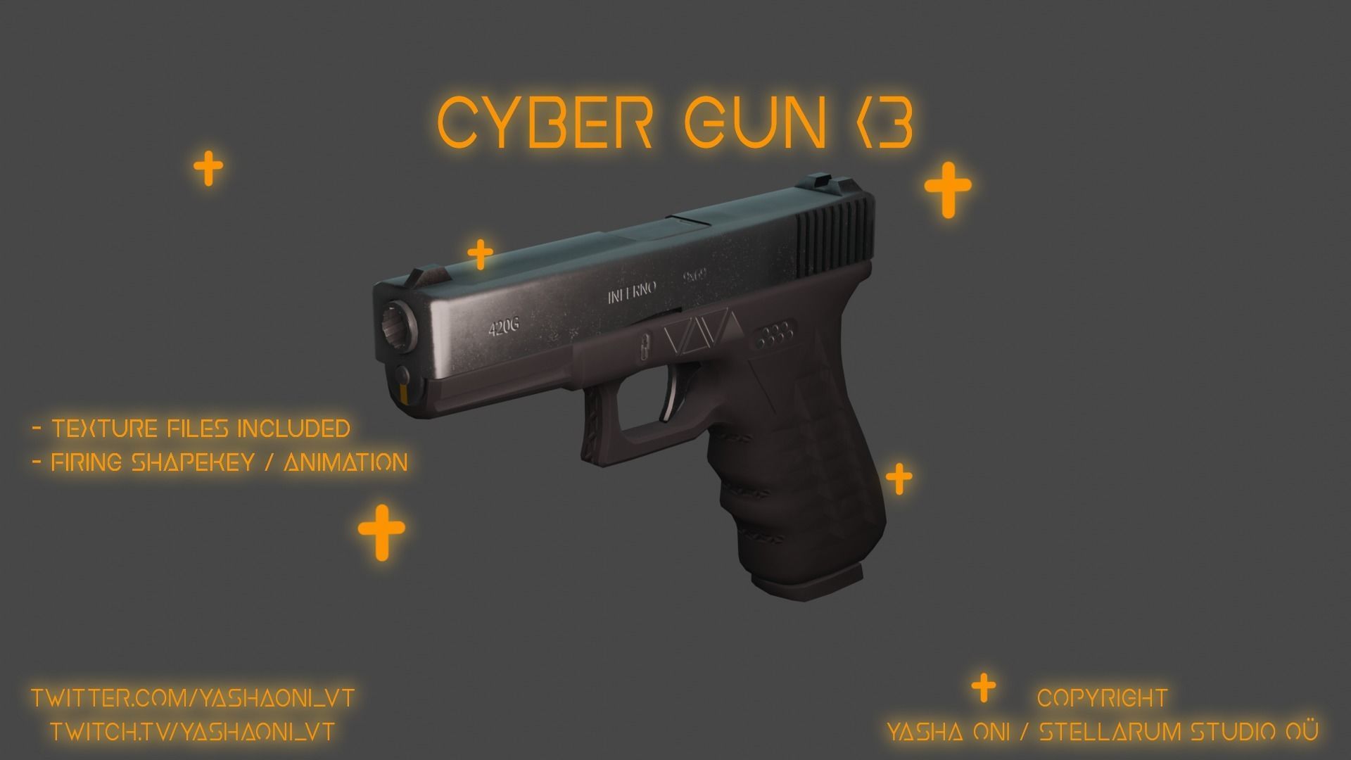 3D model Cyber gun 2 versions VR / AR / low-poly | CGTrader