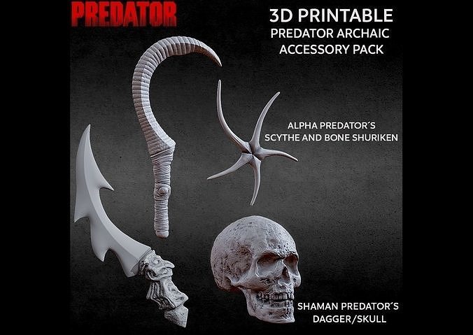 3D PRINTABLE PREDATOR ARCHAIC ACCESSORY PACK WEAPONS 3D model 3D ...