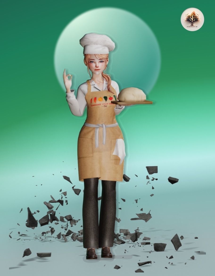 3D model Chef girl Low poly 3D Model VR / AR / low-poly | CGTrader