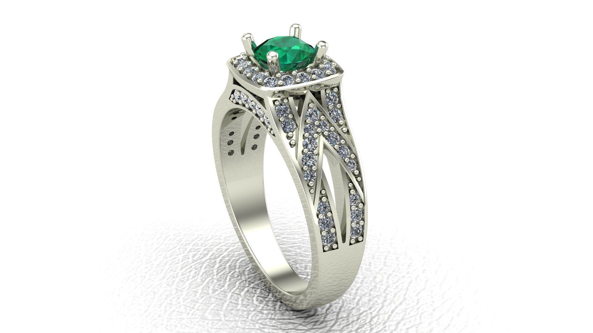 Beautiful Round Emerald Engagement Ring 3d model 3d print model 3D ...