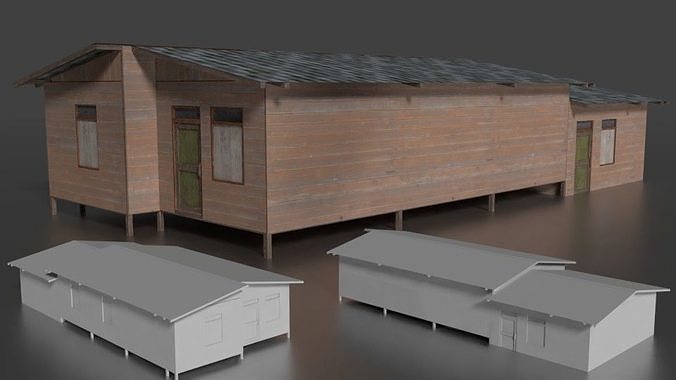 Rumah Kayu Panggung 001 free VR / AR / low-poly 3D model | CGTrader