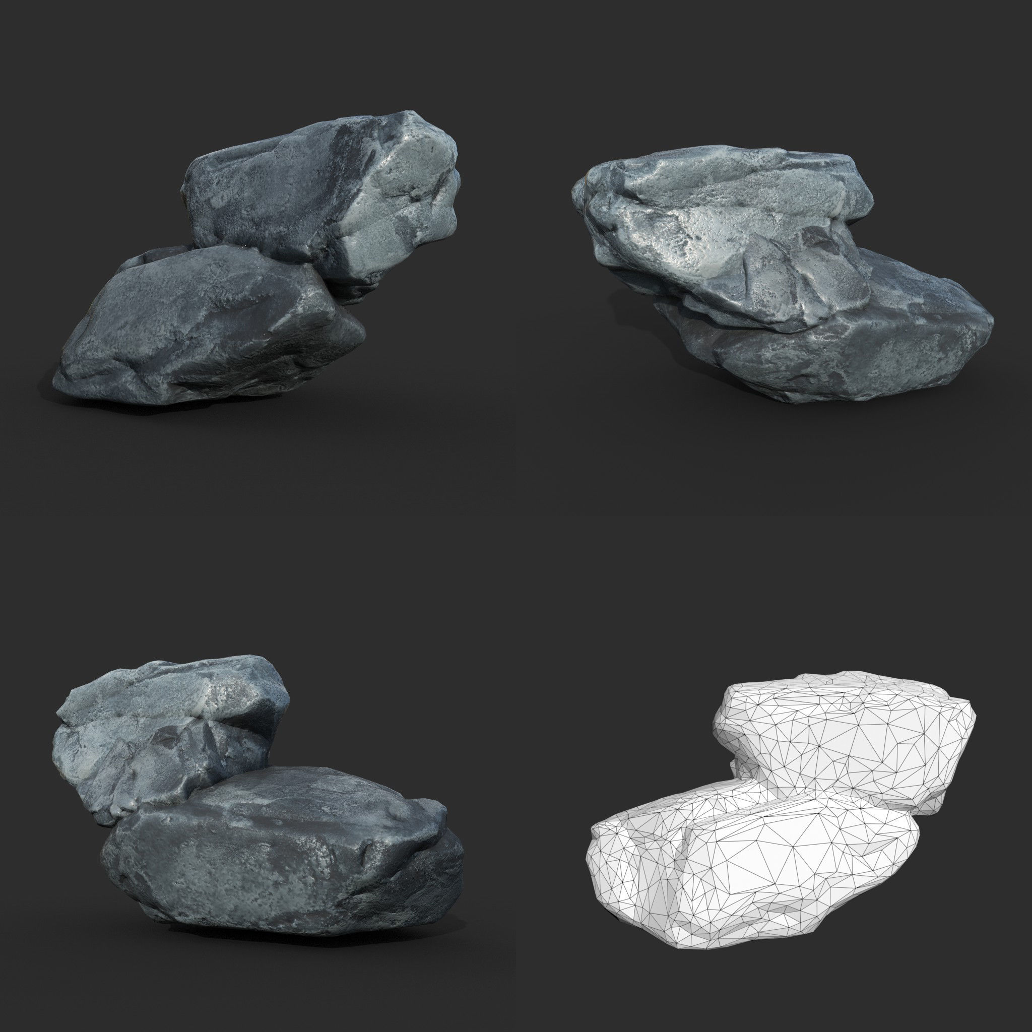 3D model Low poly Boulder Rock 230410 VR / AR / low-poly | CGTrader