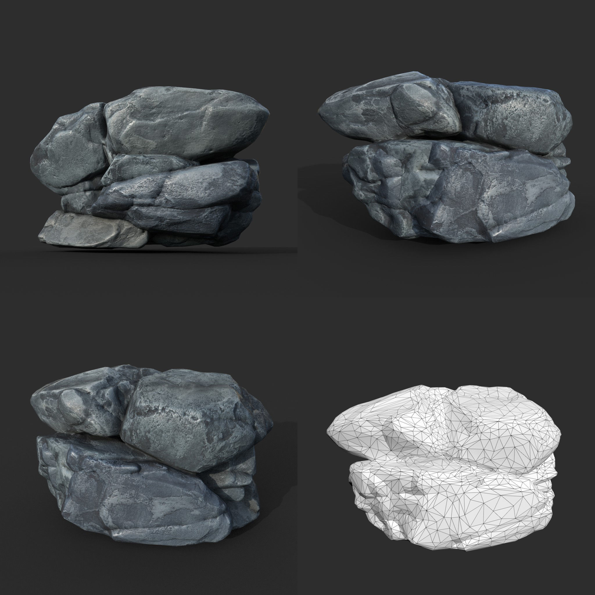 3D model Low poly Boulder Rock 230410 VR / AR / low-poly | CGTrader