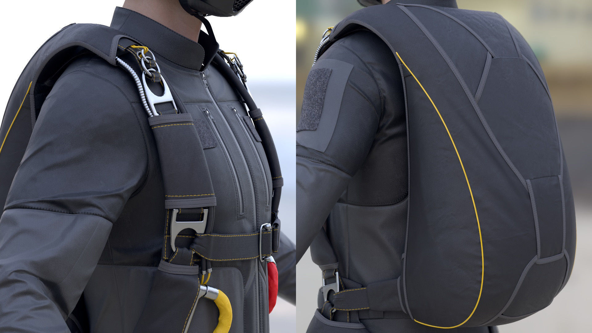 3D model Man in Skydiving Suit - Modular - Rigged VR / AR / low-poly ...