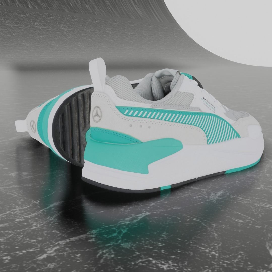 3D model Puma 3D Shoes - White - Blue - MERCEDES SERIES VR / AR / low ...
