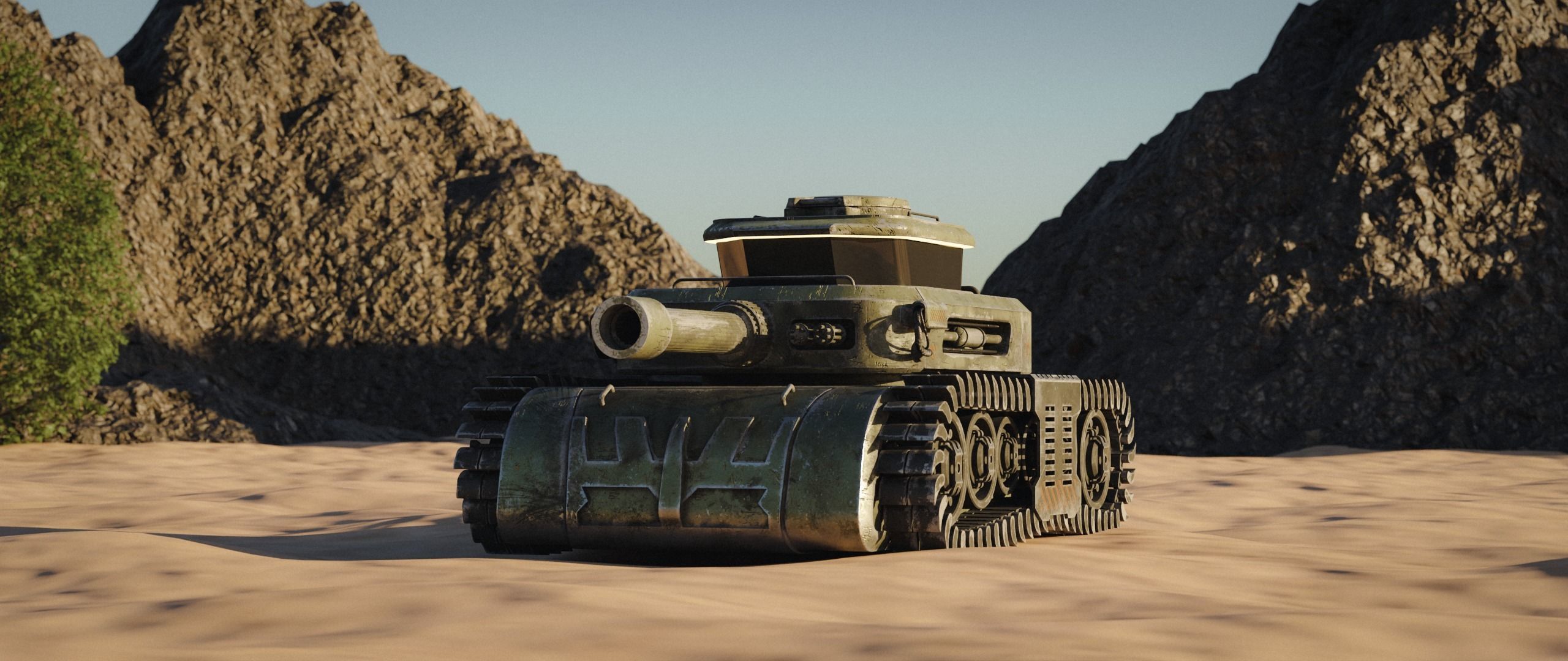 3D model Low Poly Military Tank Game Asset Model with PBR Texture VR ...