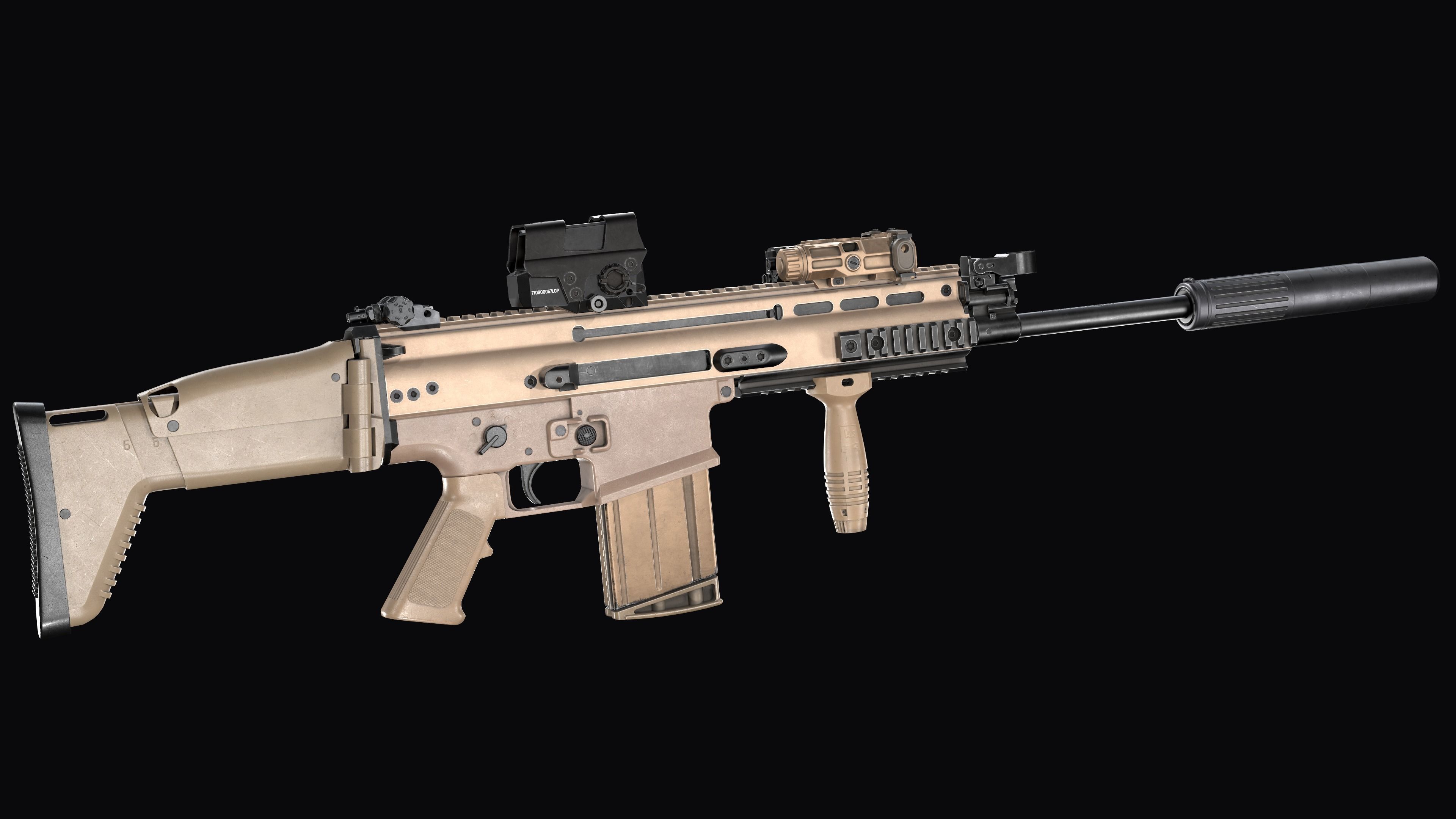 3D model Tactical modular assault rifle FN SCAR-H mk 17 VR / AR / low ...