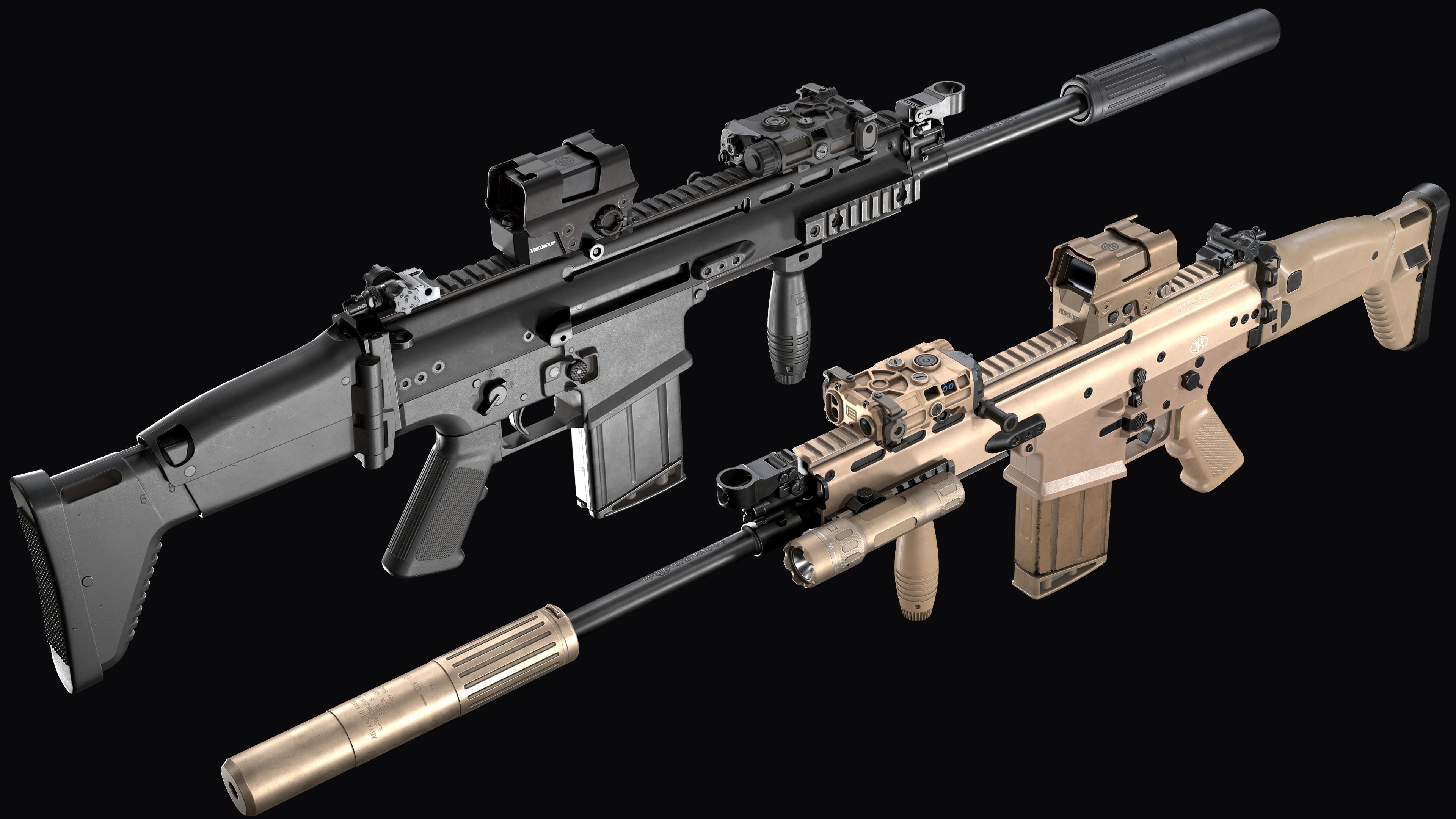3D model Tactical modular assault rifle FN SCAR-H mk 17 VR / AR / low ...