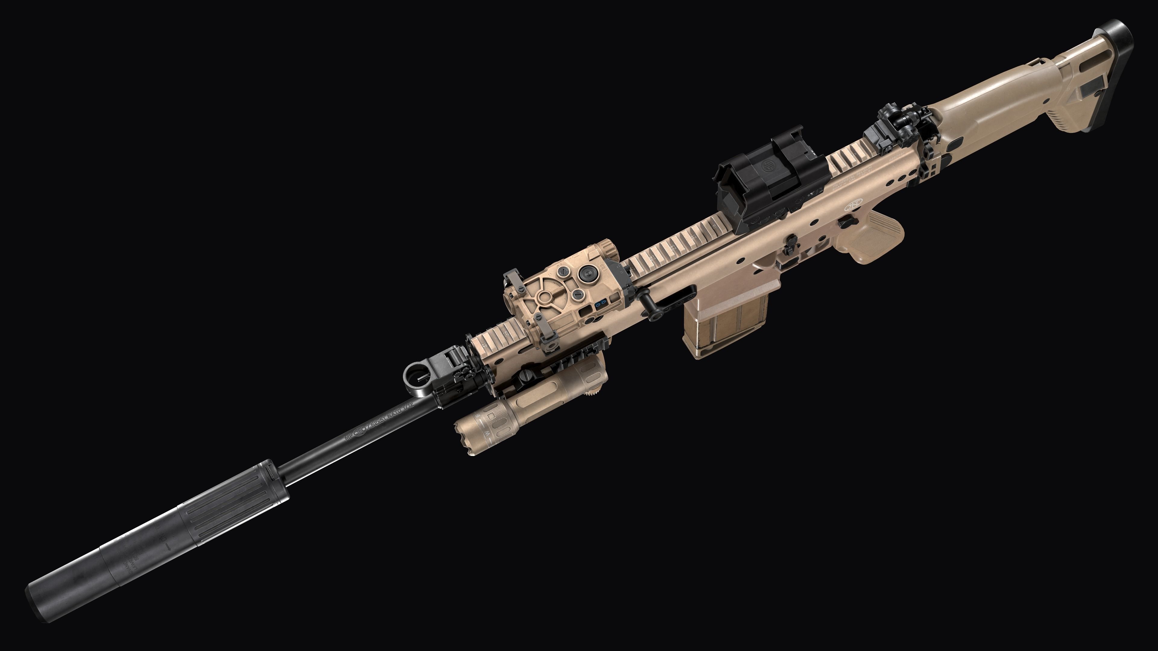 3D model Tactical modular assault rifle FN SCAR-H mk 17 VR / AR / low ...