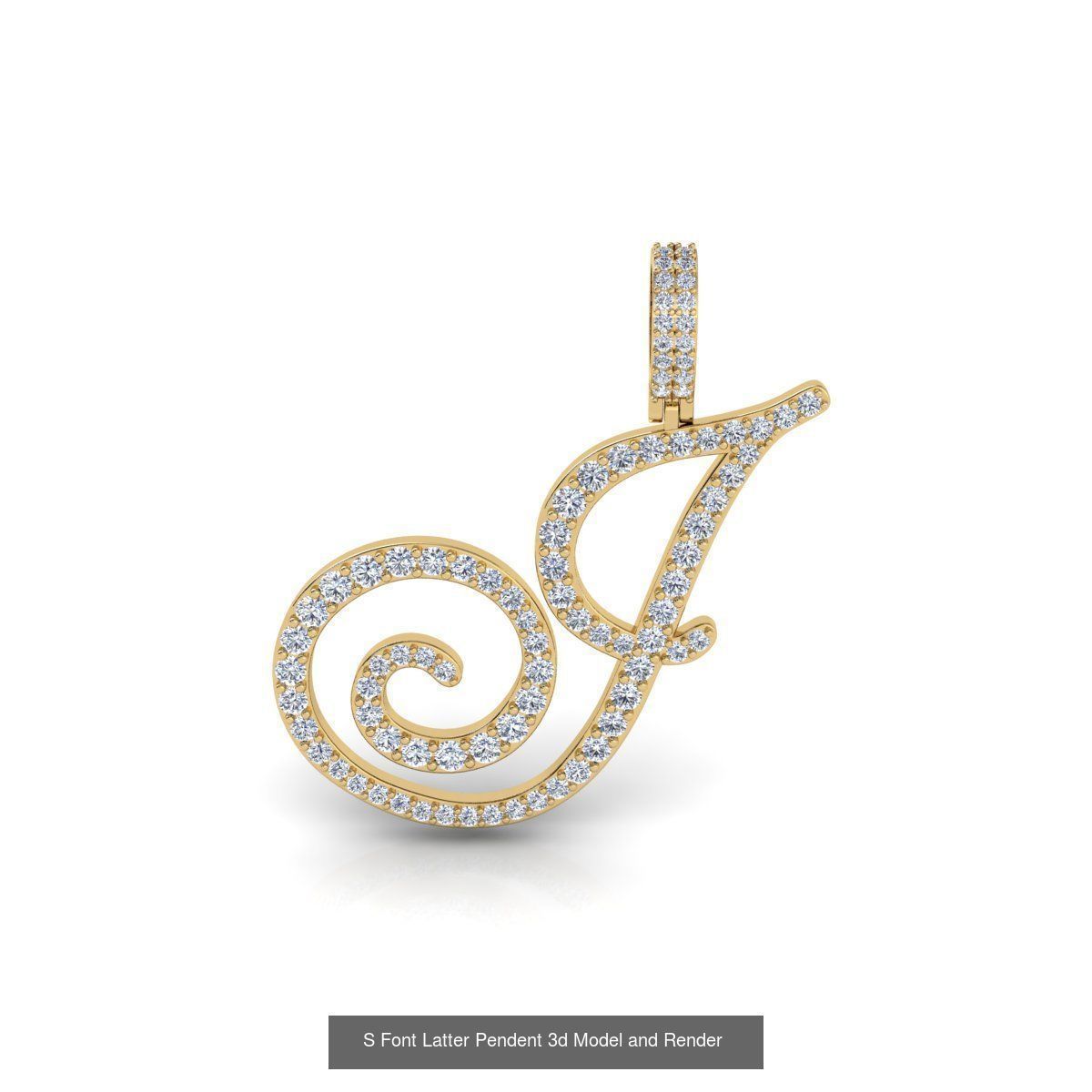 Cursive Font Latter Pendent 3d Model and Render 3D Model Collection ...