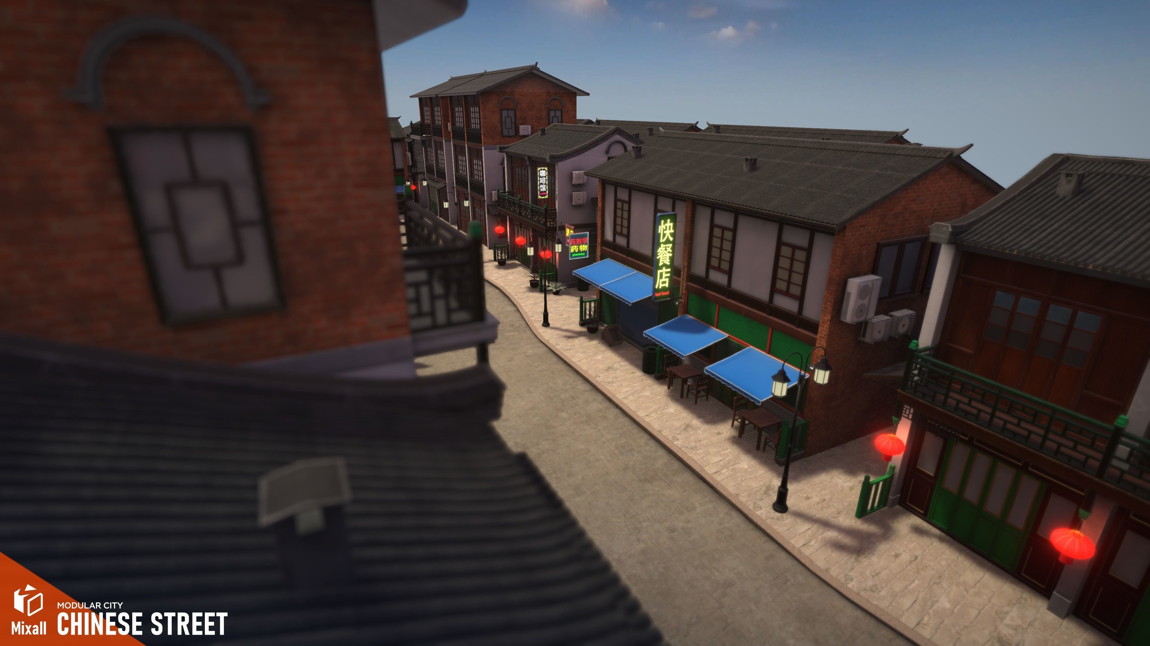 3D model Chinese street - modular city VR / AR / low-poly | CGTrader