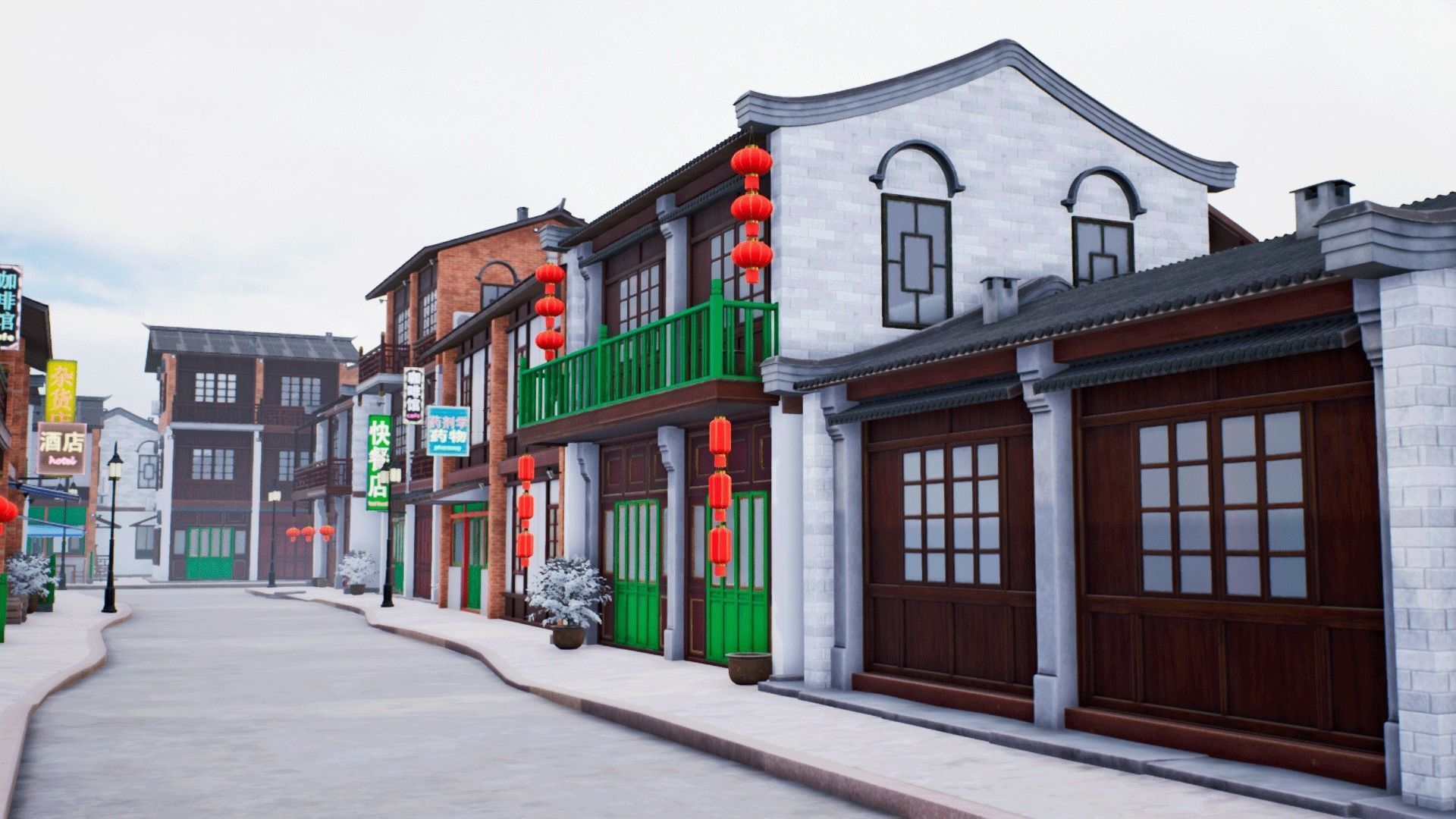 3D model Chinese street - modular city VR / AR / low-poly | CGTrader