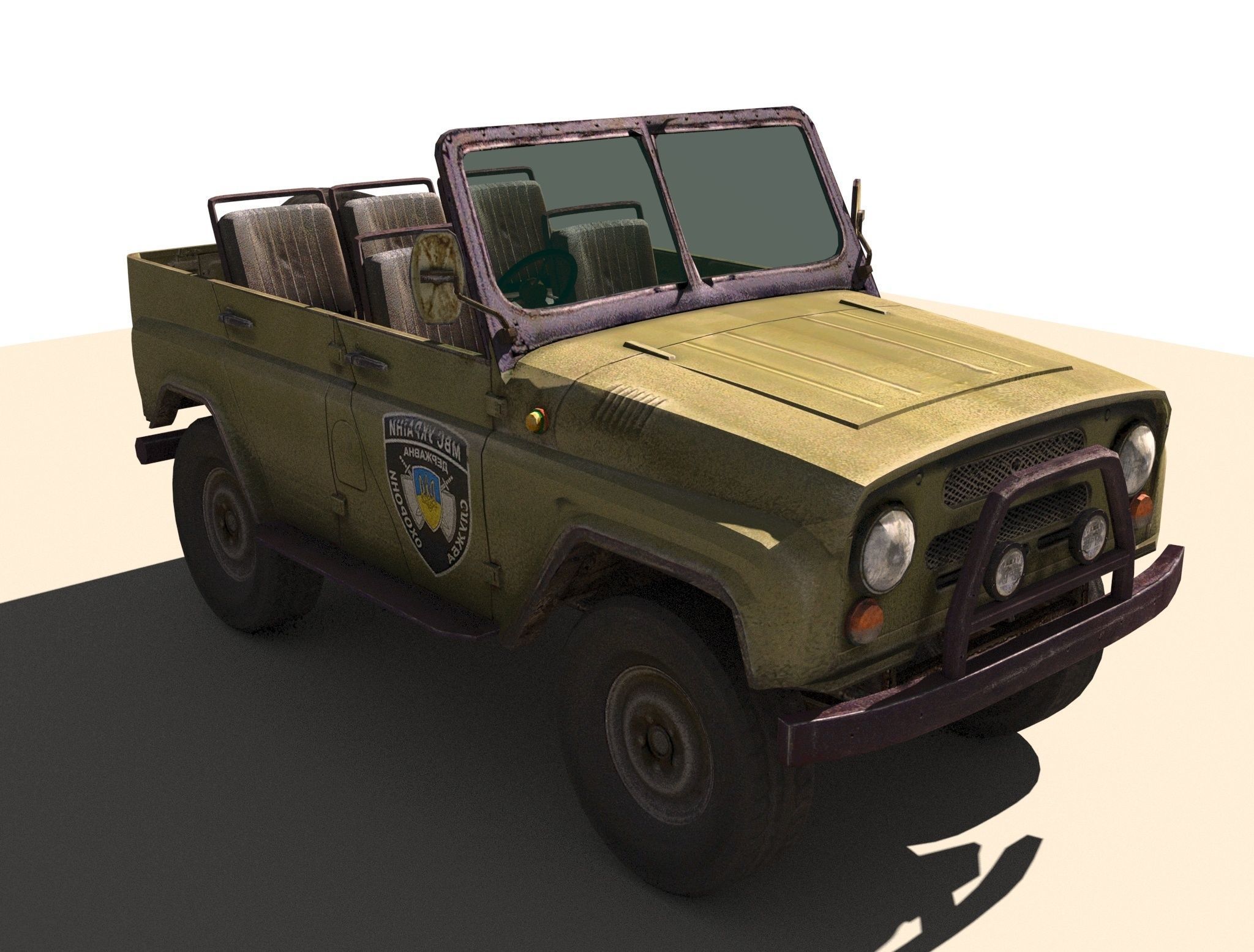 3D model Uaz Russian Army Vehicle Lowpoly VR / AR / low-poly | CGTrader