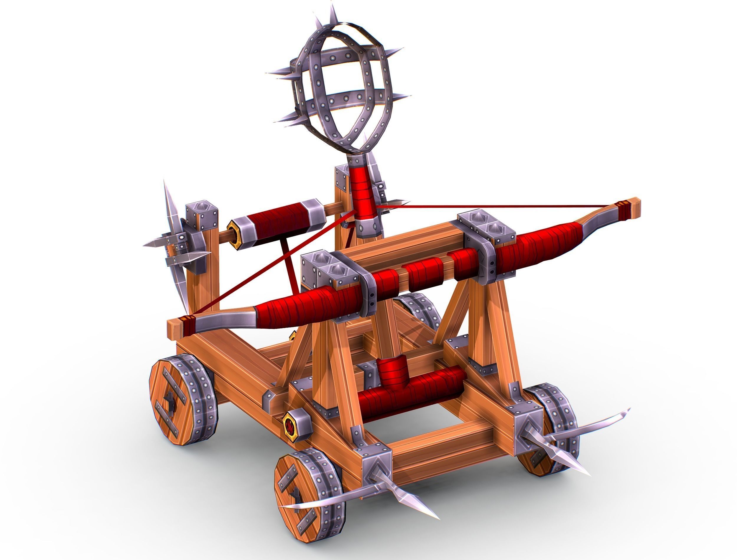 3D model Handpaint Cartoon Medieval Catapult Siege Weapon VR / AR / low ...