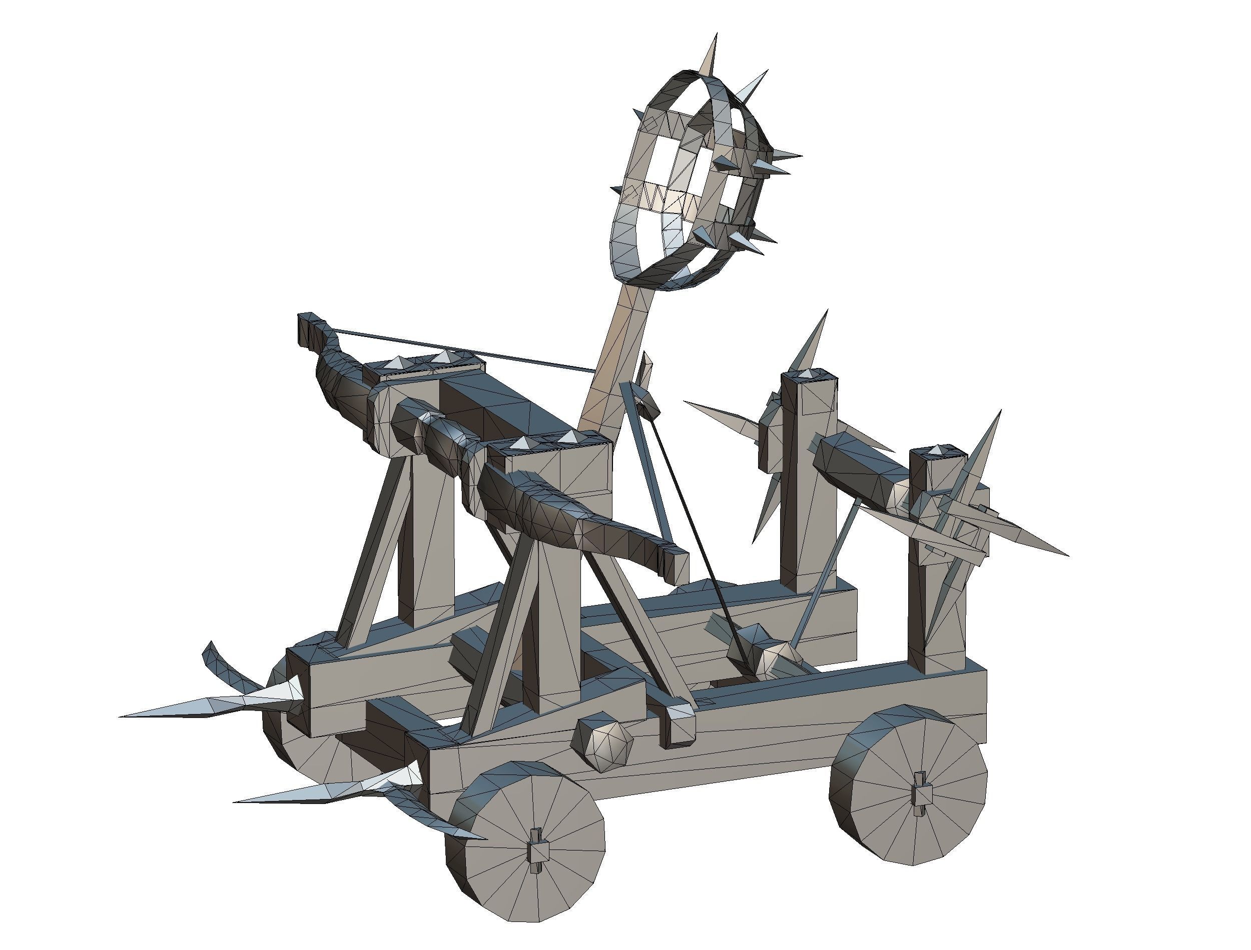 3D model Handpaint Cartoon Medieval Catapult Siege Weapon VR / AR / low ...
