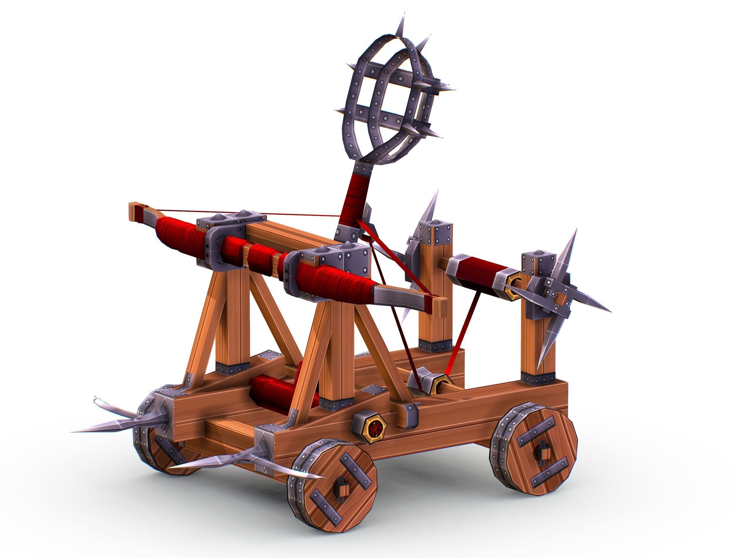 3D model Handpaint Cartoon Medieval Catapult Siege Weapon VR / AR / low ...