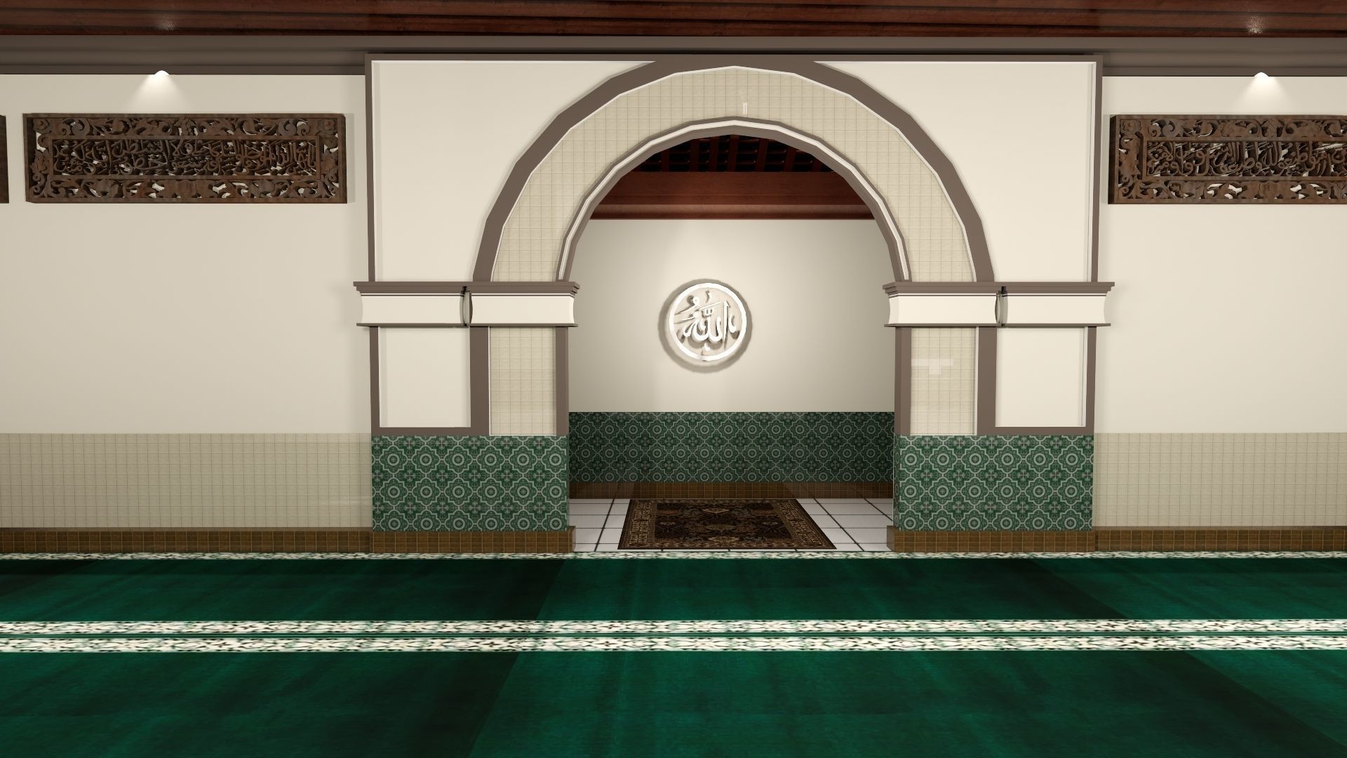 3D model Javanese combine madinah Mosque exterior and interior VR / AR ...