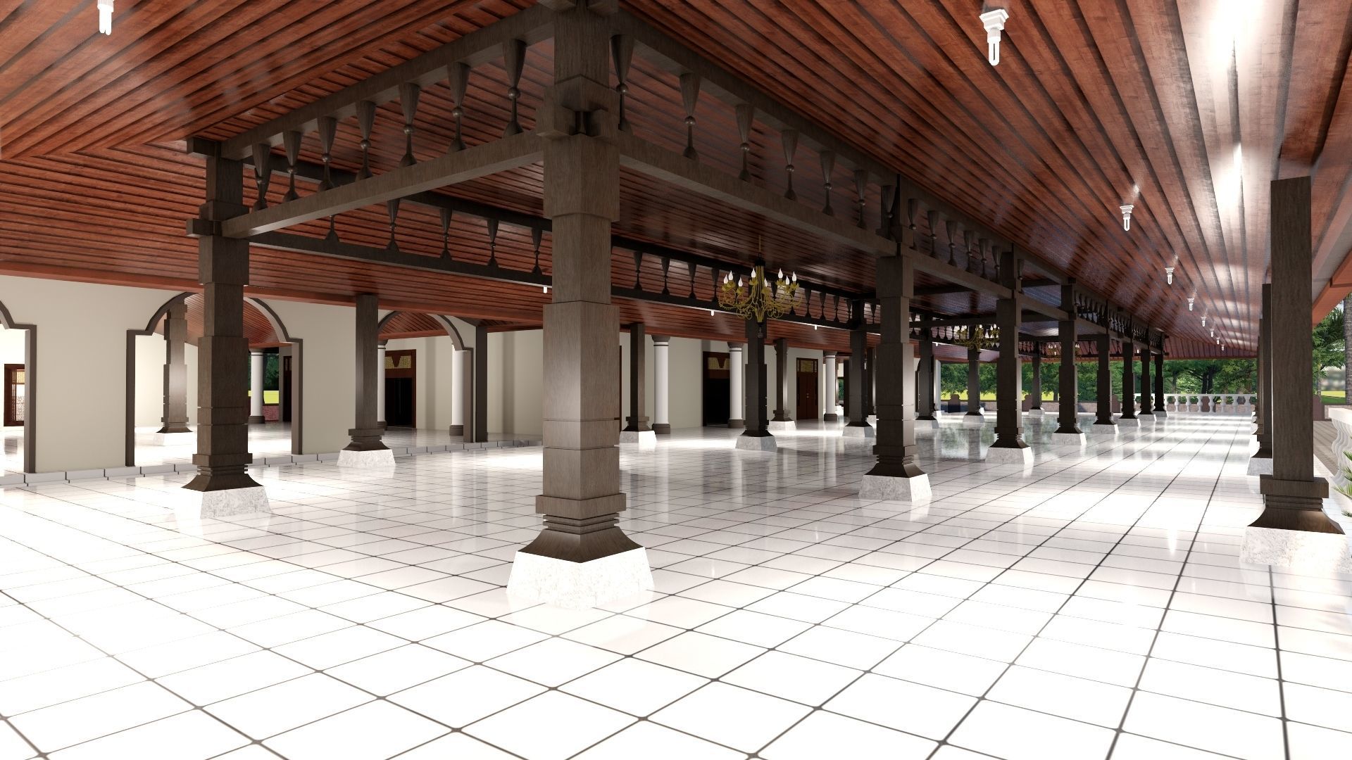 3D model Javanese combine madinah Mosque exterior and interior VR / AR ...