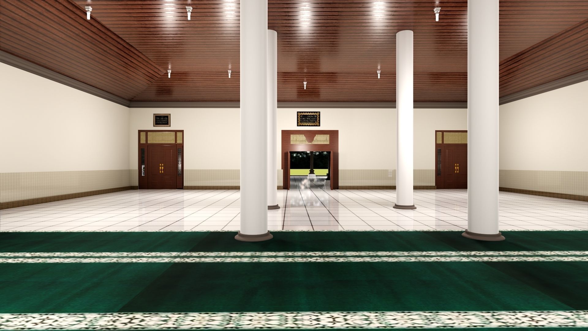 3D model Javanese combine madinah Mosque exterior and interior VR / AR ...