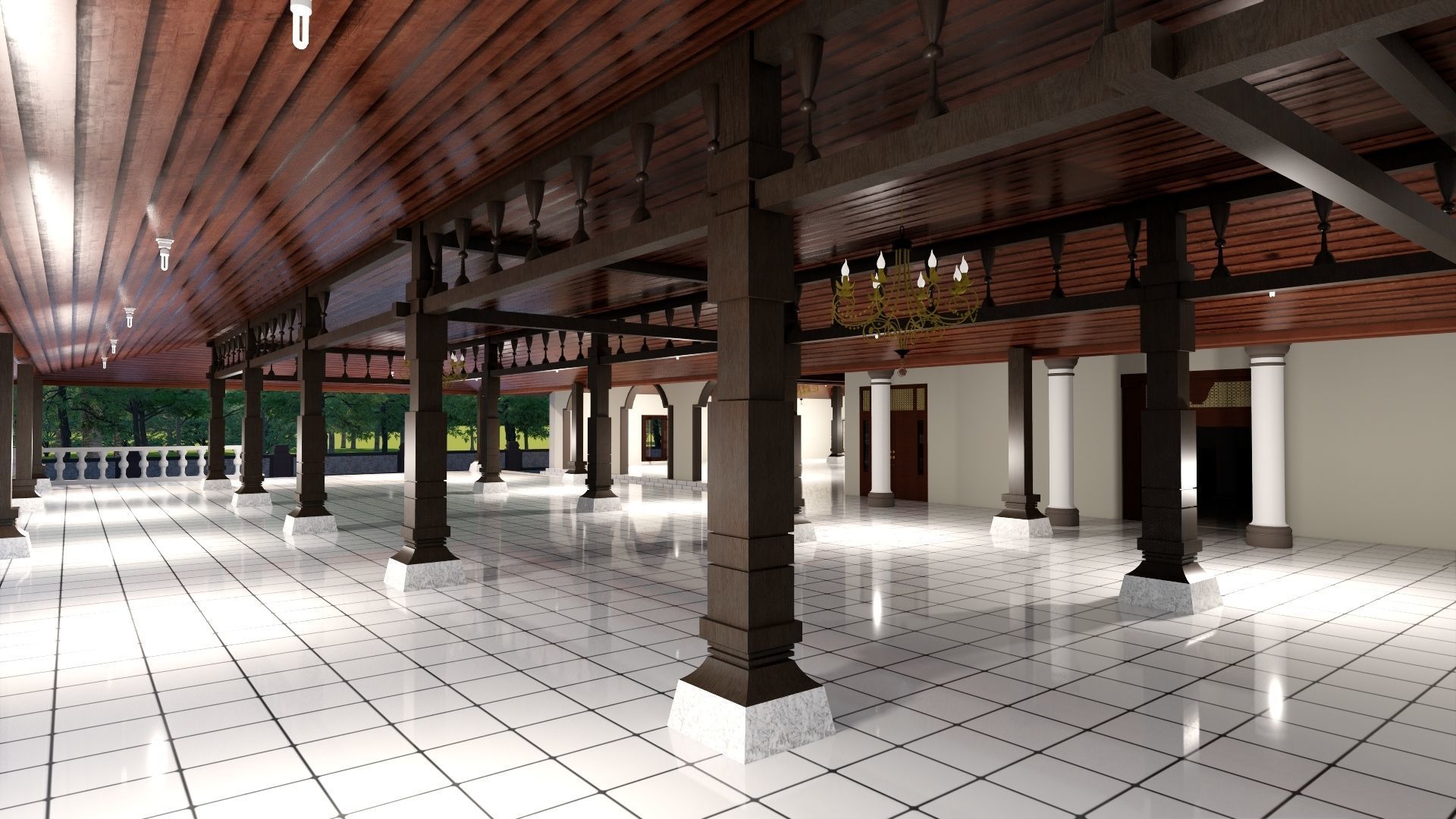 3D model Javanese combine madinah Mosque exterior and interior VR / AR ...