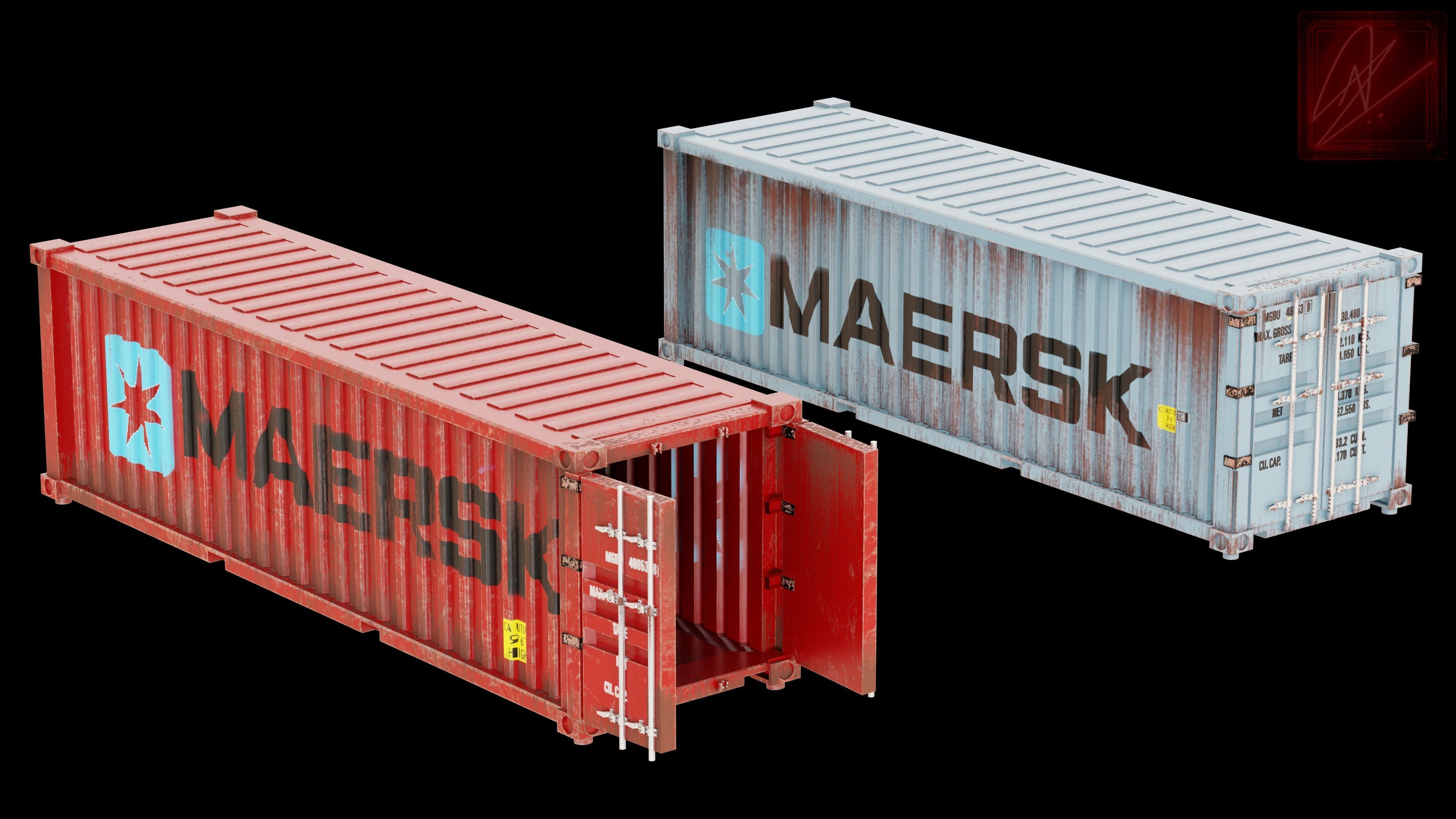 3D model Realistic Cargo Shipping Container 3D Model VR / AR / low-poly ...