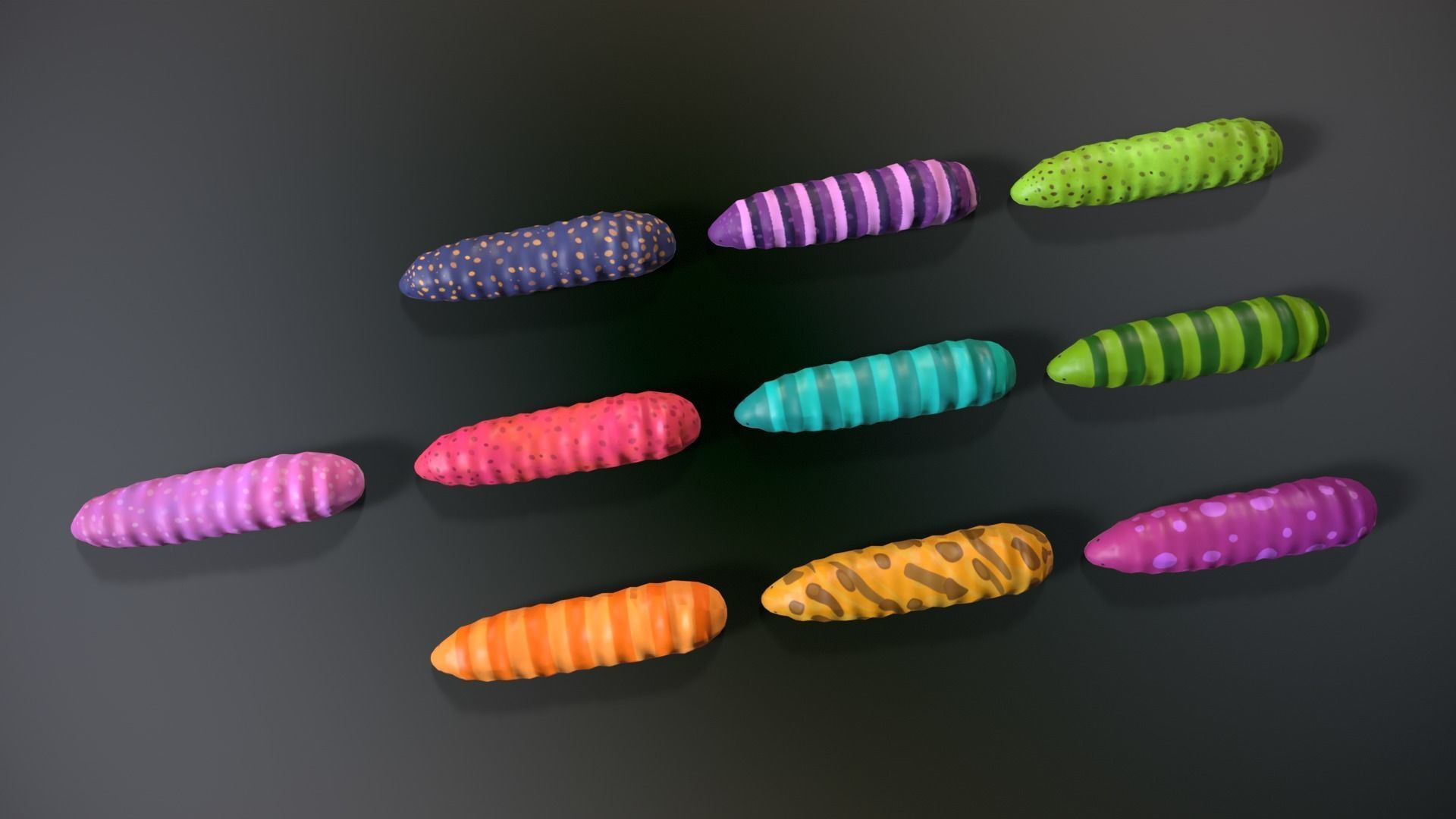 3D model Small worms 3d animated VR / AR / low-poly | CGTrader