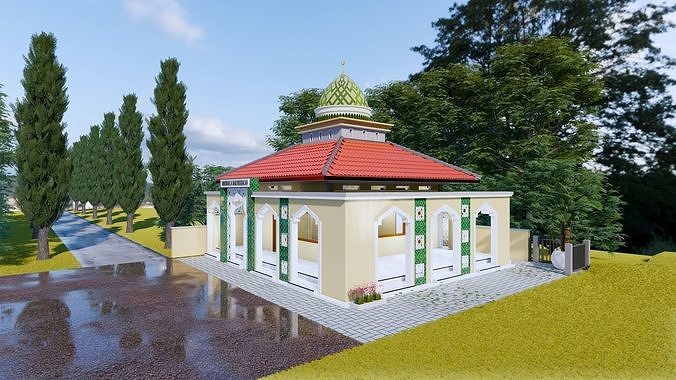 3D model little Mosque or mushola islam prayer room VR / AR / low-poly ...