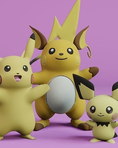 Pikachu entire evolution line 3D model 3D printable | CGTrader