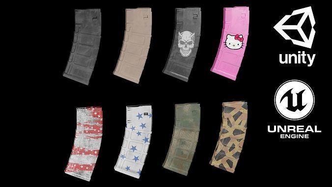 Magpul PMAG Gen M3 8x painted mags free VR / AR / low-poly 3D model ...