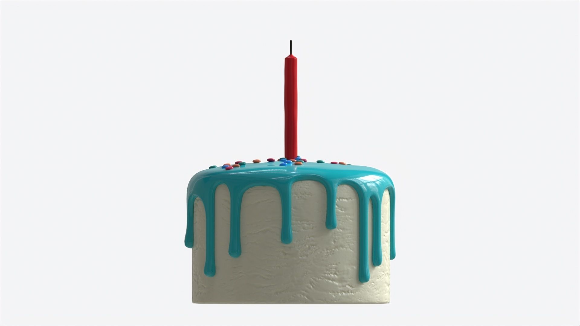 Birthday Cake With One Candle 3D model | CGTrader