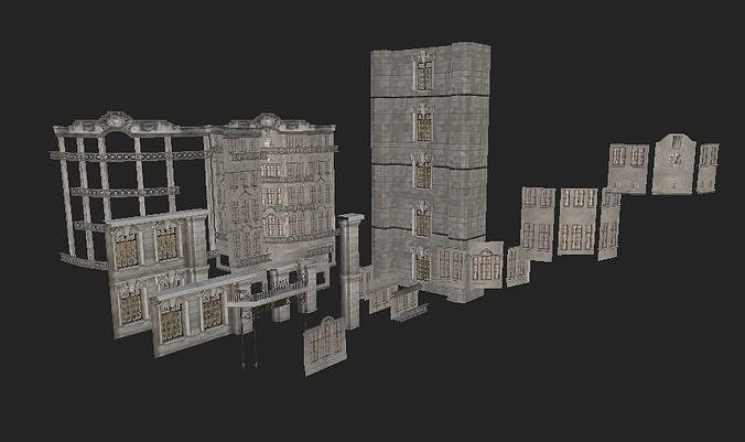 3D model Modular Office Building Kit VR / AR / low-poly | CGTrader