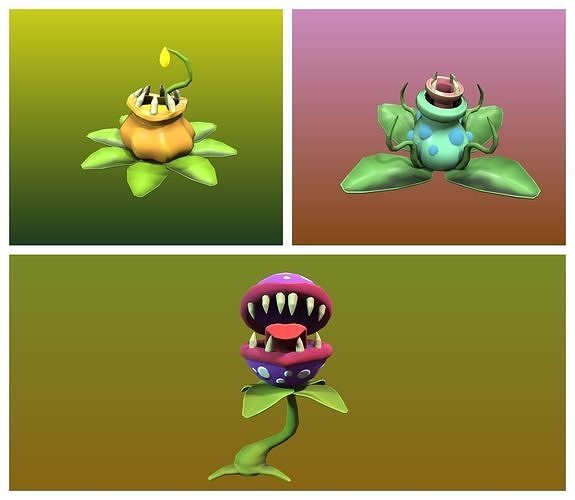 3D model Cartoon style animated Alien plants 3D game assets VR / AR ...