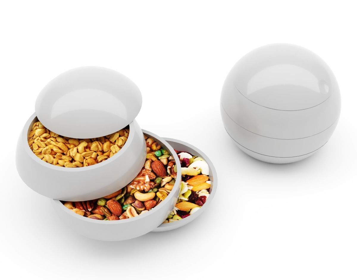 Spherical snack bowl with peanuts and cashew 3D model | CGTrader
