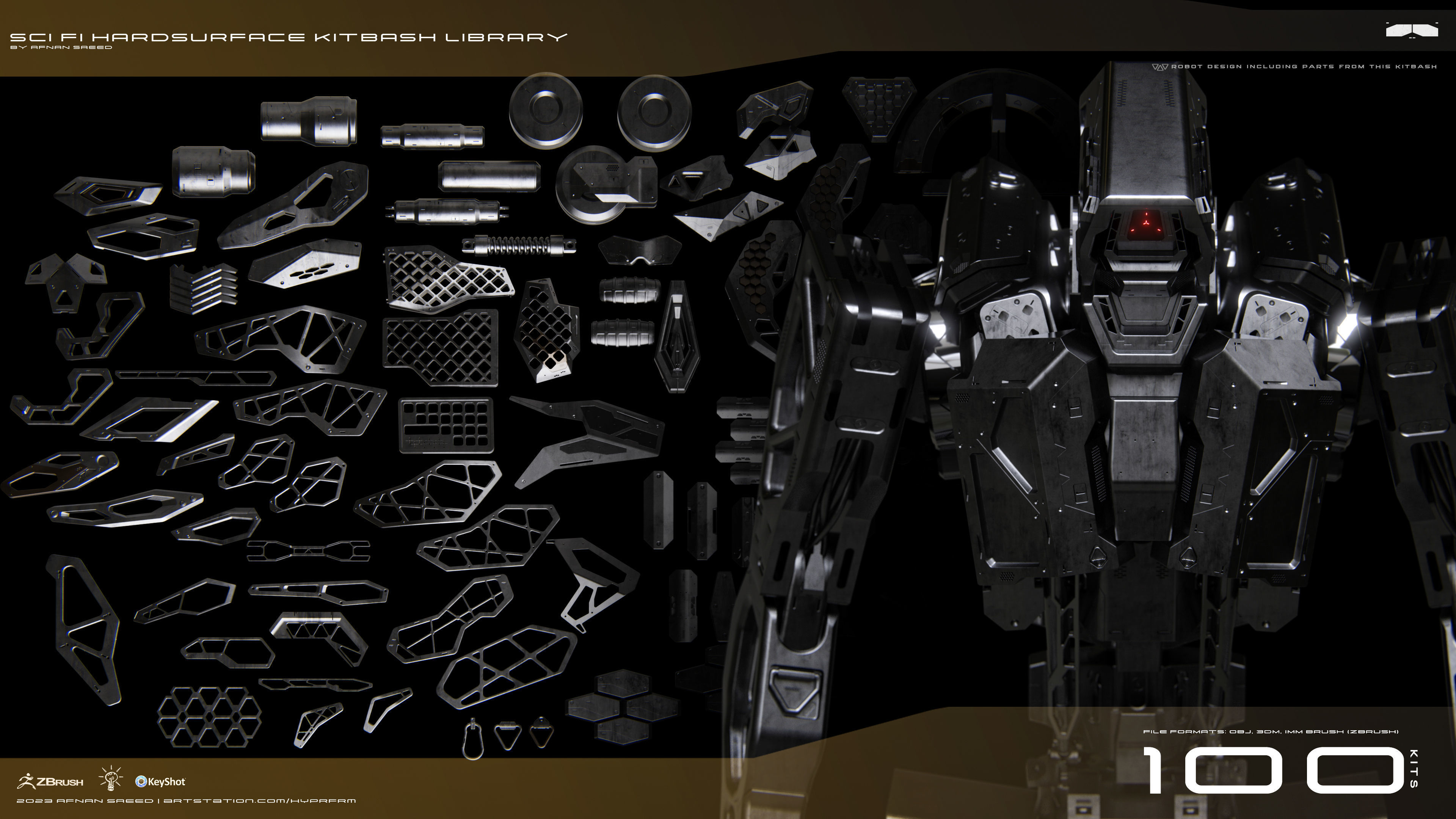SCI-FI Hard Surface Kitbash Library for Mech Design - 100 Assets 3D model | CGTrader
