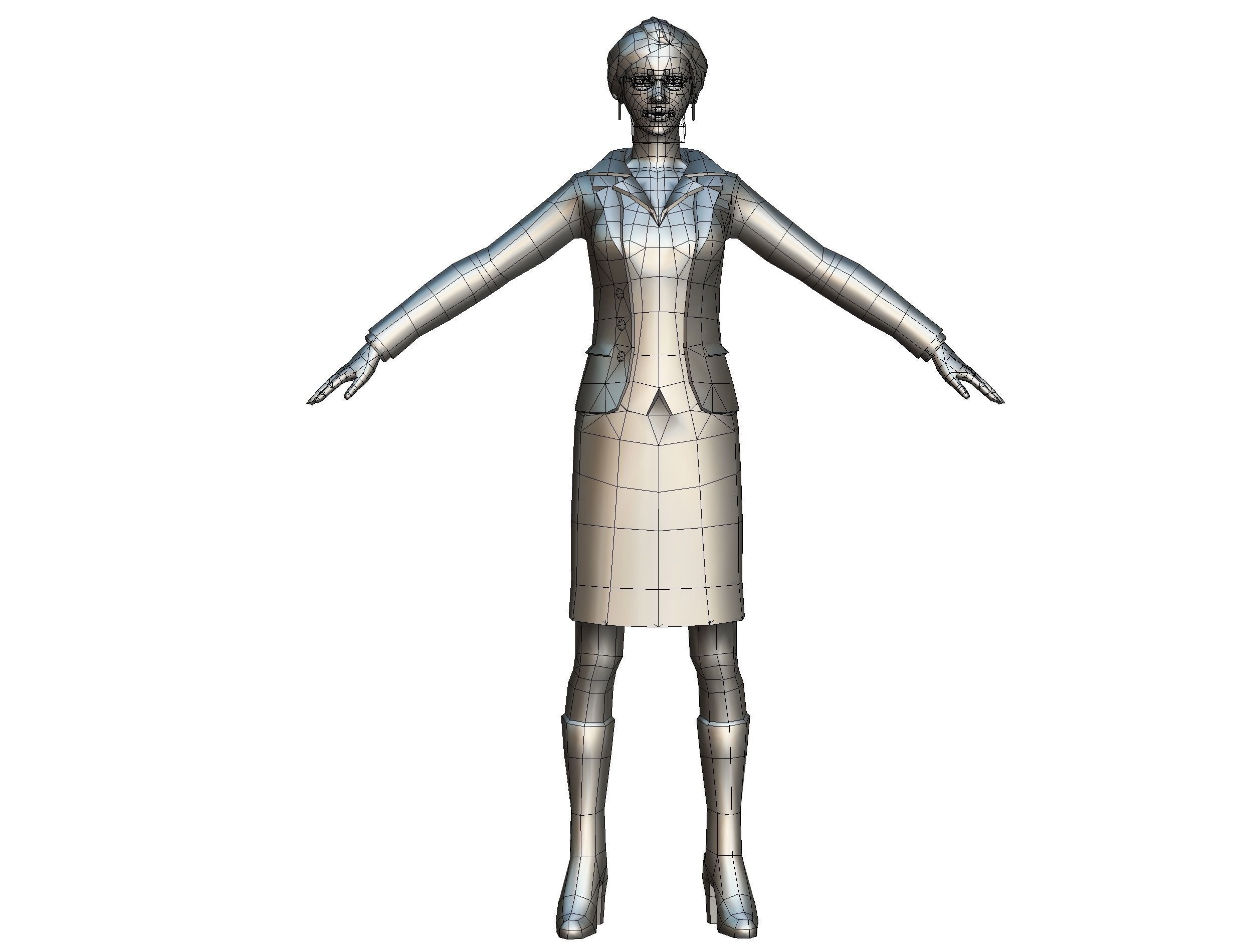 3D model Rigged Young Woman Secretary Stewardess Form VR / AR / low ...