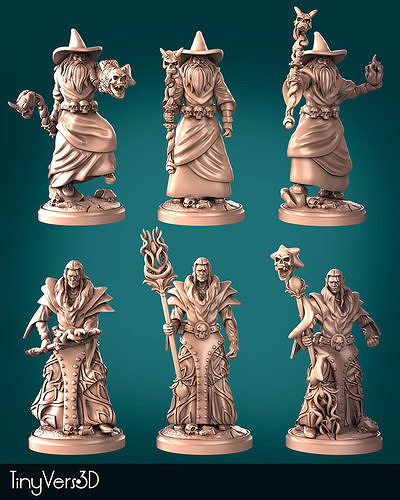 Dark Wizard Mages Miniatures 3D model 3D printable | CGTrader
