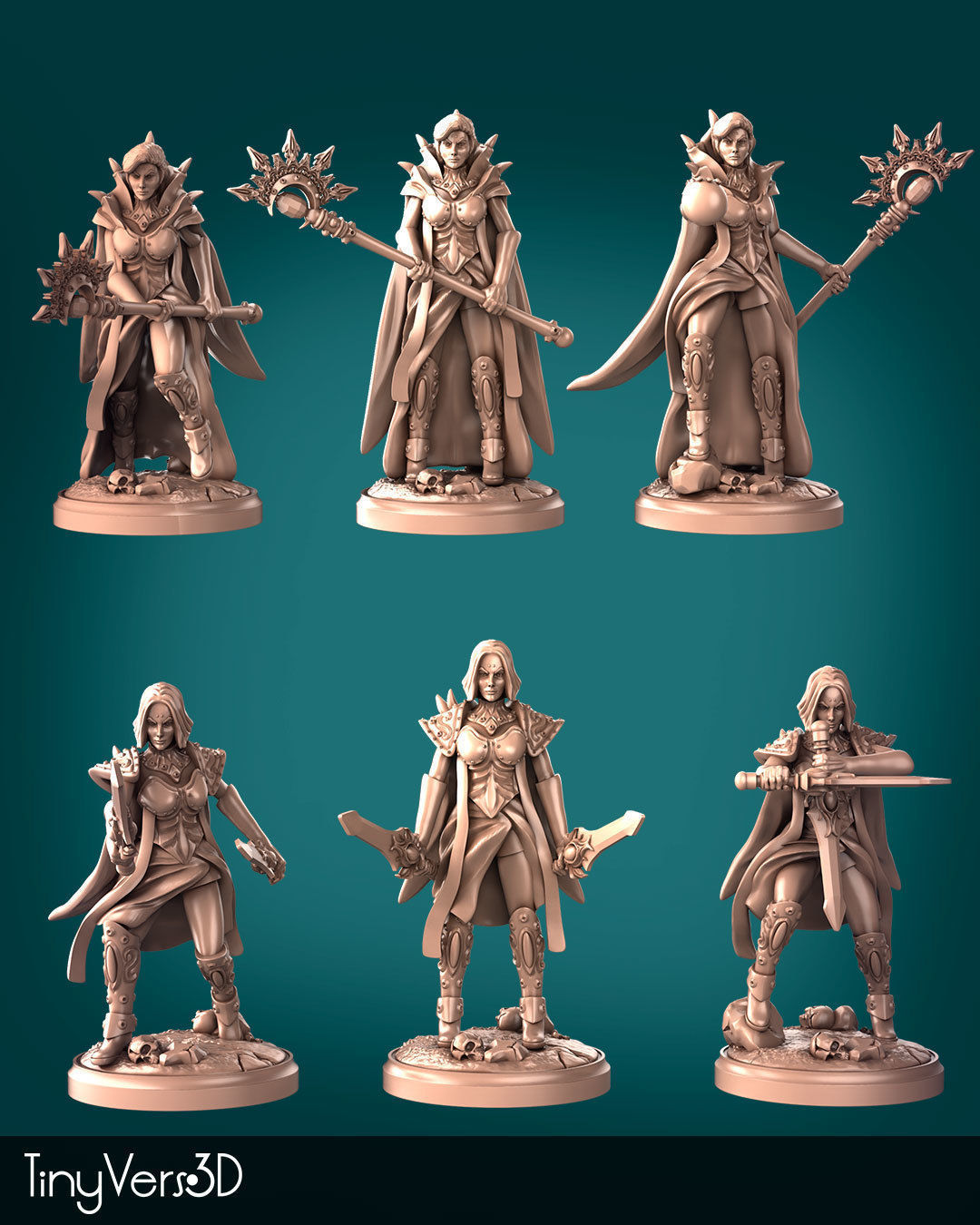 Dark Wizard Mages Miniatures 3D model 3D printable | CGTrader