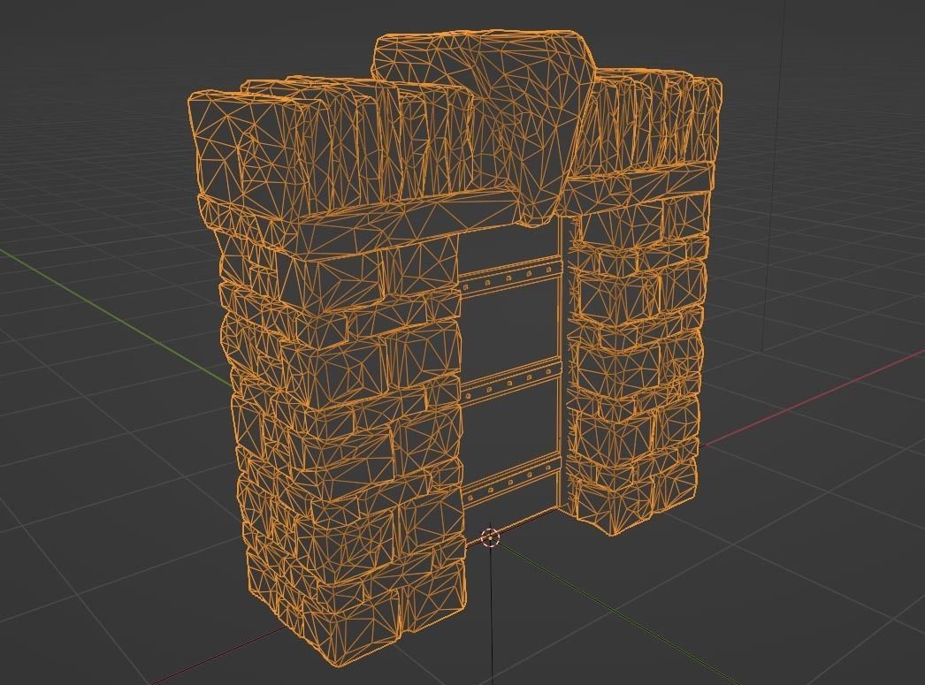 3D model Medieval Door or Castle Gate Low-poly Rock Game-ready Model VR ...