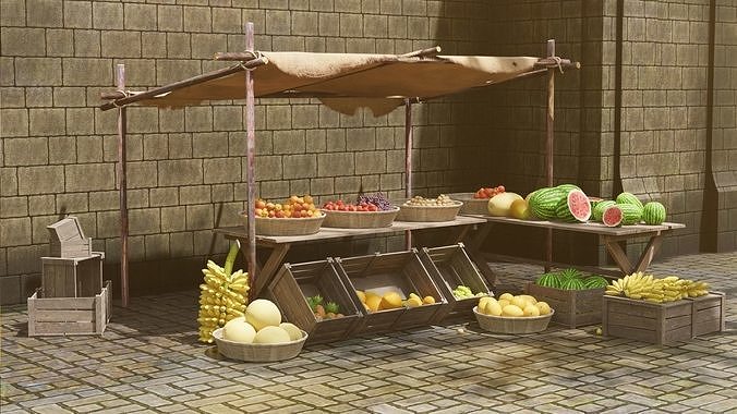 3D model Medieval Fruit Shop VR / AR / low-poly | CGTrader