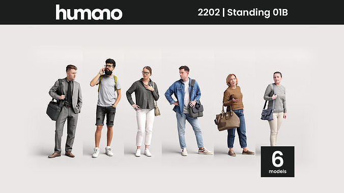 Humano 6-Pack - STANDING PEOPLE - 6x 3D models B 3D Model Collection ...
