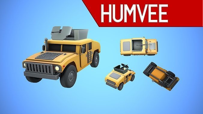 3D model HUMVEE VEHICLE GUN MACHINE WAR CARTOON STYLIZED VR / AR / low ...