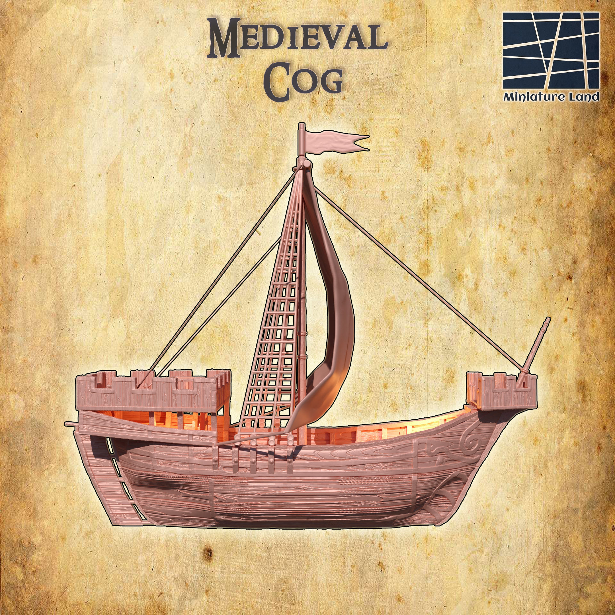 Medieval Cog Tabletop Terrain 28 MM 3D model 3D printable | CGTrader