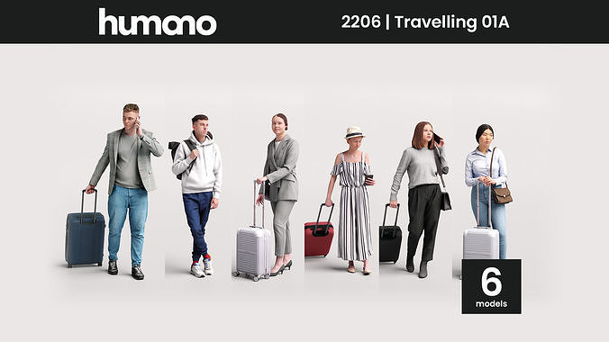 Humano 6-Pack - TRAVELING PEOPLE - 6x 3D models A 3D Model Collection ...