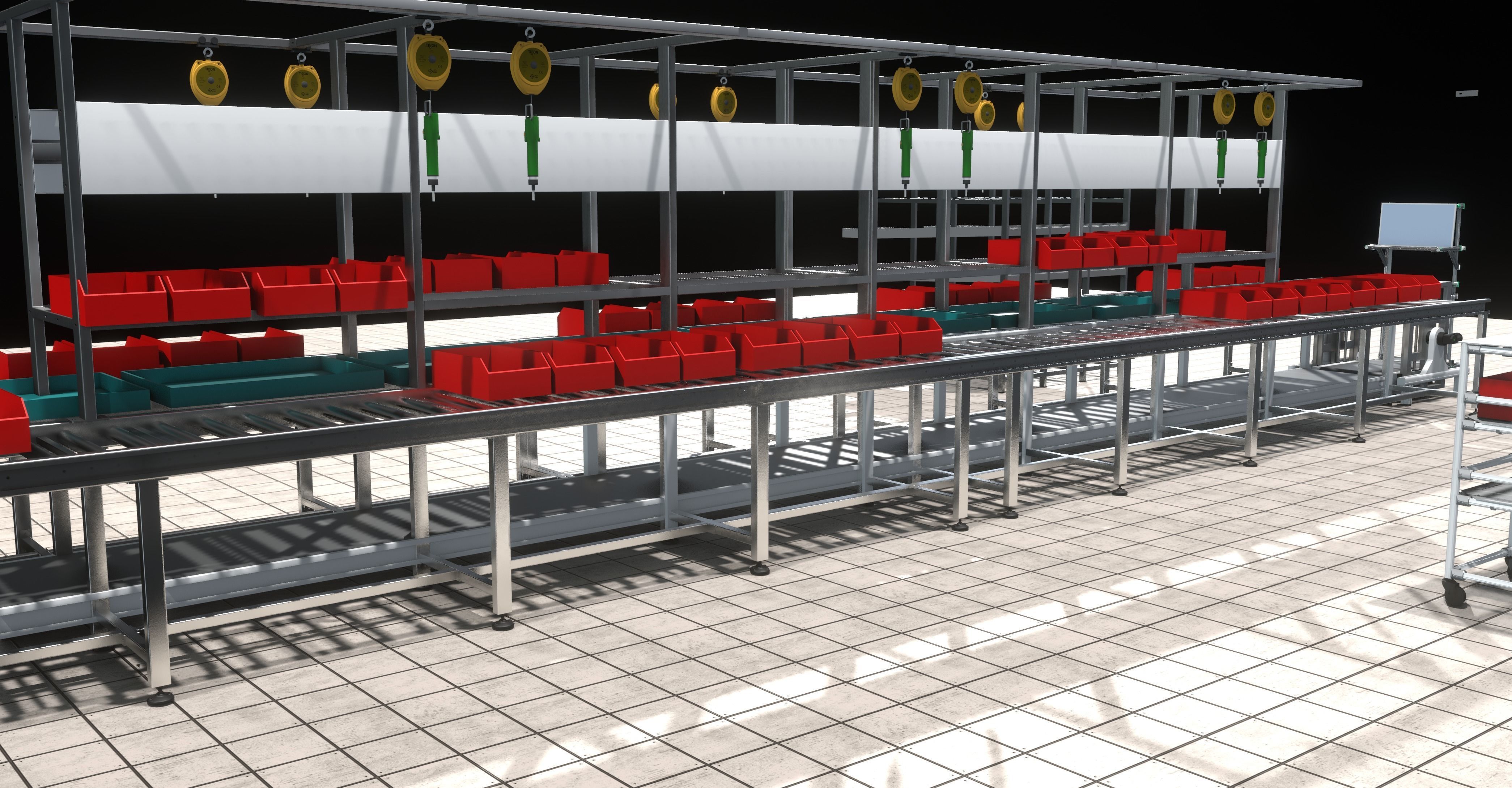 Assembly Line in Electronics Components Manufacturing 3D model animated ...